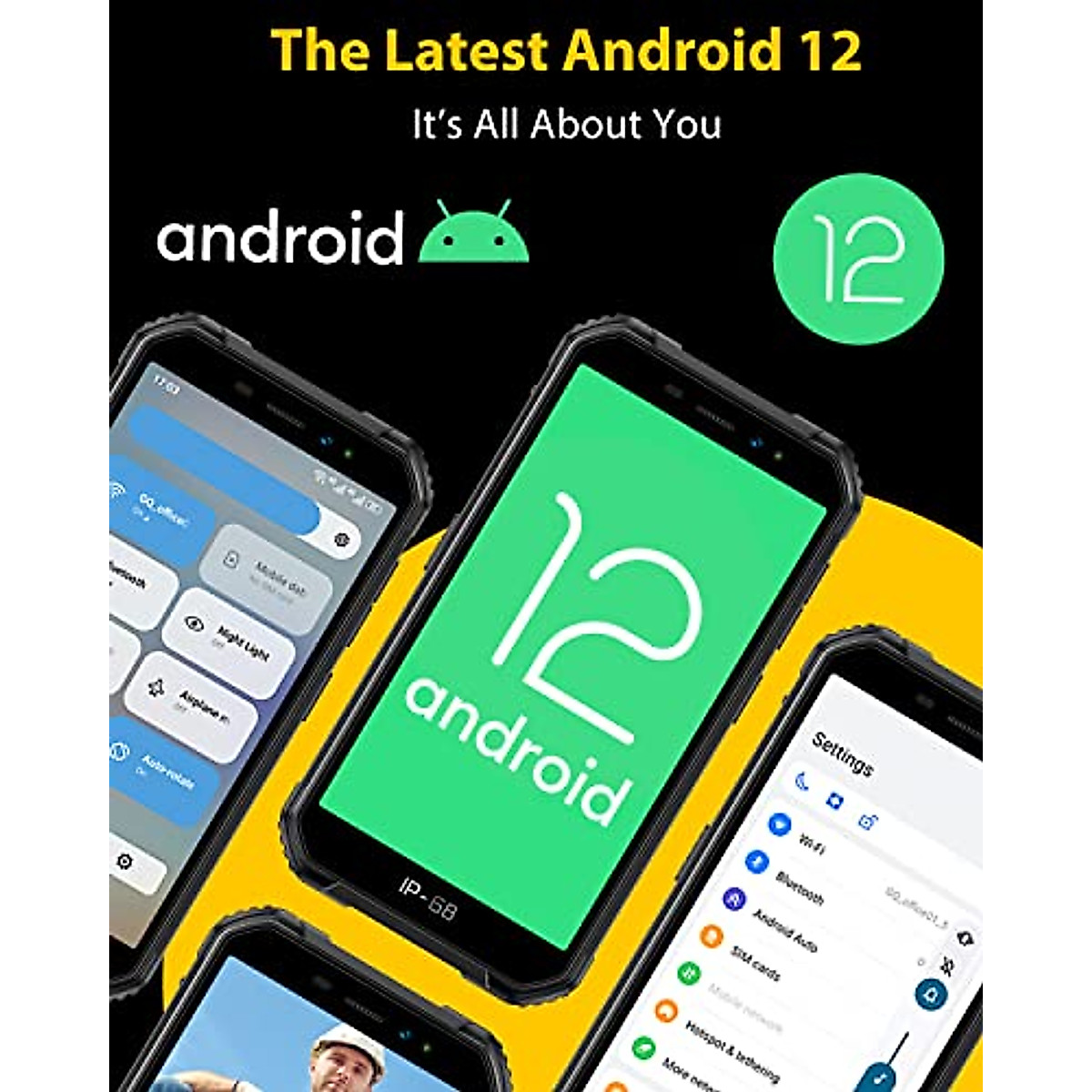 Ulefone Rugged Phones Unlocked, Armor X6 Pro IP68/69K Dustproof Waterproof Smartphone, 8GB+32GB, Android 12, 5.0 inches, 13MP + 5MP, NFC, Custom Key, Gloves Mode, Face Unlock, US Version (Black)