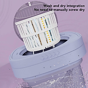 Folding Washing Machine, 100 to 240V Mini Washing Machine TPE PP Portable Clothes Washing Machines Plug in Laundry Machine Small Washer for Apartment Dorm Camping (US Plug)