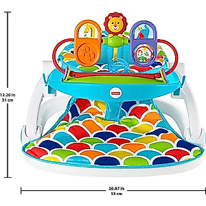 Fisher-Price Baby Portable Baby Chair,Deluxe Sit-Me-Up Floor Seat with Removable Toys and Snack Tray,Happy Hills