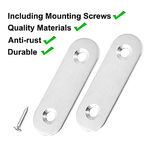 uxcell 50mm 20pcs Straight Bracket Stainless Steel Flat Brace Fastener Brackets Corner Edge Protector Support with Screws for Furniture