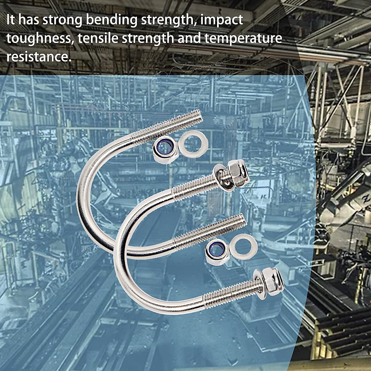 Aopin Round U-Bolts 1-1/2 inch 38mm M6 Inner Width 304 Stainless Steel 8pcs Self-Locking Nylon Insert Hex Nuts Flat Washers for Car/Motorhome/Sailing Trailer Replacement Part and Accessorie 4Pack