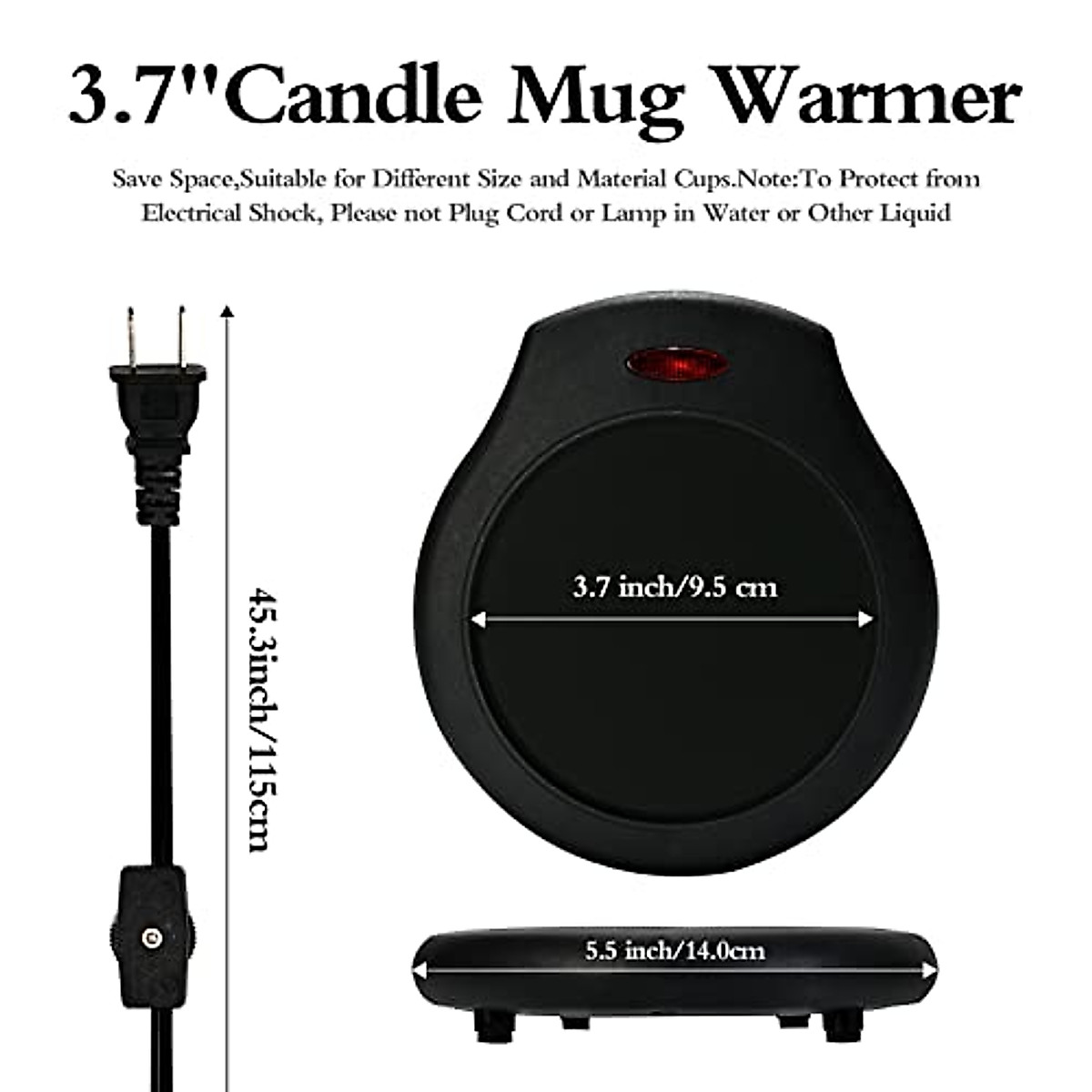 ASAWASA 2Pcs Candle Warmer Plate and Mug Warmer for Large Jar, Safely Releases Scents Without a Flame, Keeps Coffee Tea Milk and Soups Warm in Your Home Office Desktop (Black)