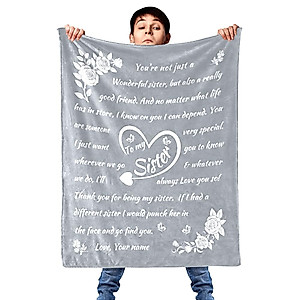 Personalized I Love Sister Blanket, Ultra Soft Micro Flannel Blanket for Bed Couch Living Room(Kids), 30" x 40"