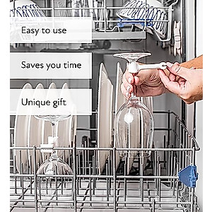 Wine Wash Dishwasher Attachment Kitchen Gadget Clip for Wine Glass, Stemware Holder, Barware Accessories & Gifts for Wine Lover, Dishwasher Safe, BPA Free Silicone, White, Set of 4