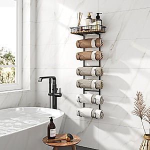 Simple Trending Wall Towel Rack for Rolled Towels, Mount Towel Holder for Bathroom Organizer, Black