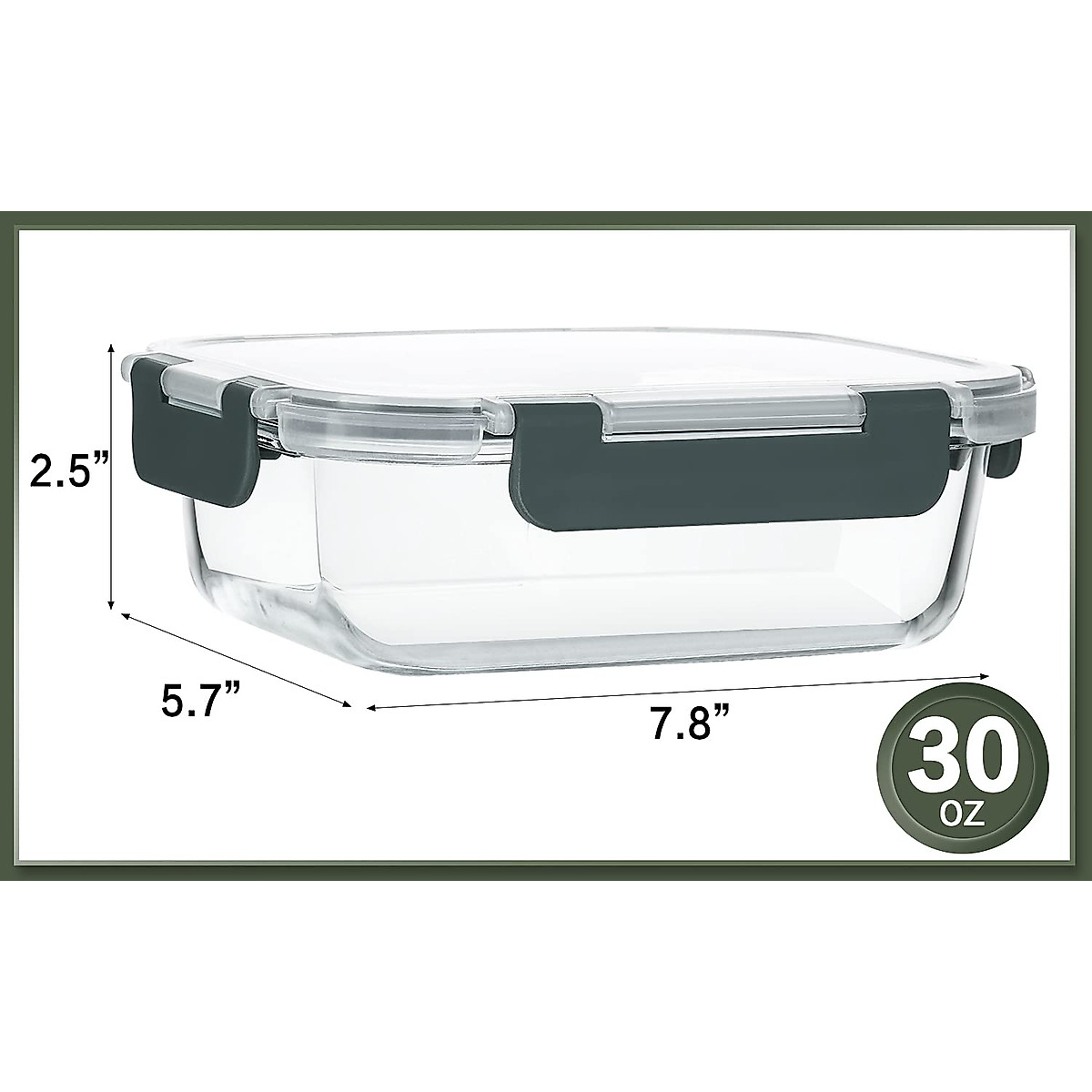 KOMUEE 10 Packs 30 oz Glass Meal Prep Continers Set with 1 & 2 Compartments, Glass Food Storage Containers with Lids, Freezer, Oven and Microwave Friendly