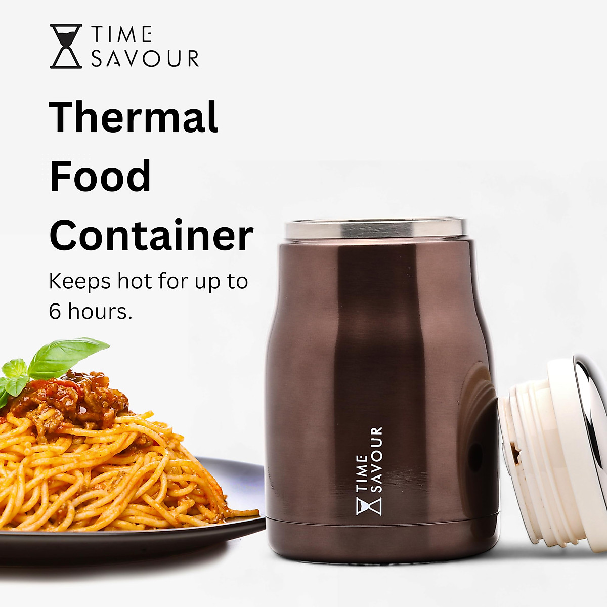 Time Savour 16oz Overnight Oats Containers with Lids for Overnight Oats, Smoothie, Yogurt, Pasta & Soup, Thermos Food Jar for Kids & Adults (Brown)