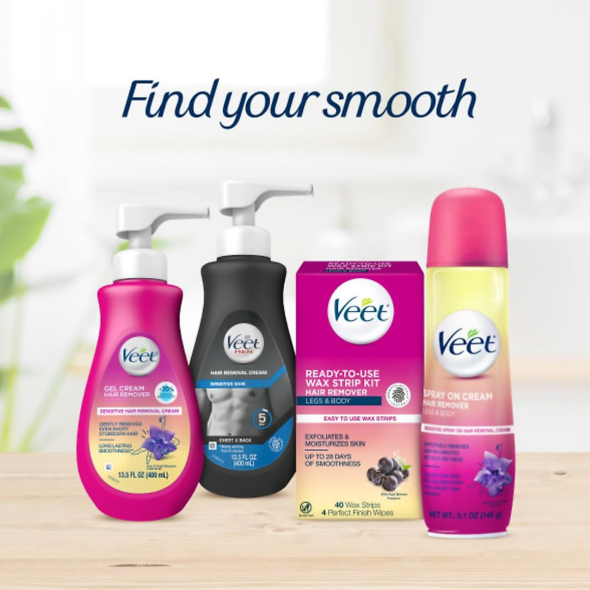 Veet Gel Hair Remover Cream, Sensitive Formula, 13.5 oz (Pack of 4)