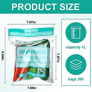 Resurhang 200 Pack Zipper Microwave Steam Bags Reusable Steam Cooking Bags for Vegetables Potatoes and Meat