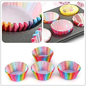 Cupcake Liners, Disposable Paper Baking Cups Rainbow Cupcake Wrappers Nonstick Muffin Cases Molds, 6 Styles Cupcake Liners for Cake Balls, Muffins, Cupcakes and Candies, 600 Pack (Colorful)