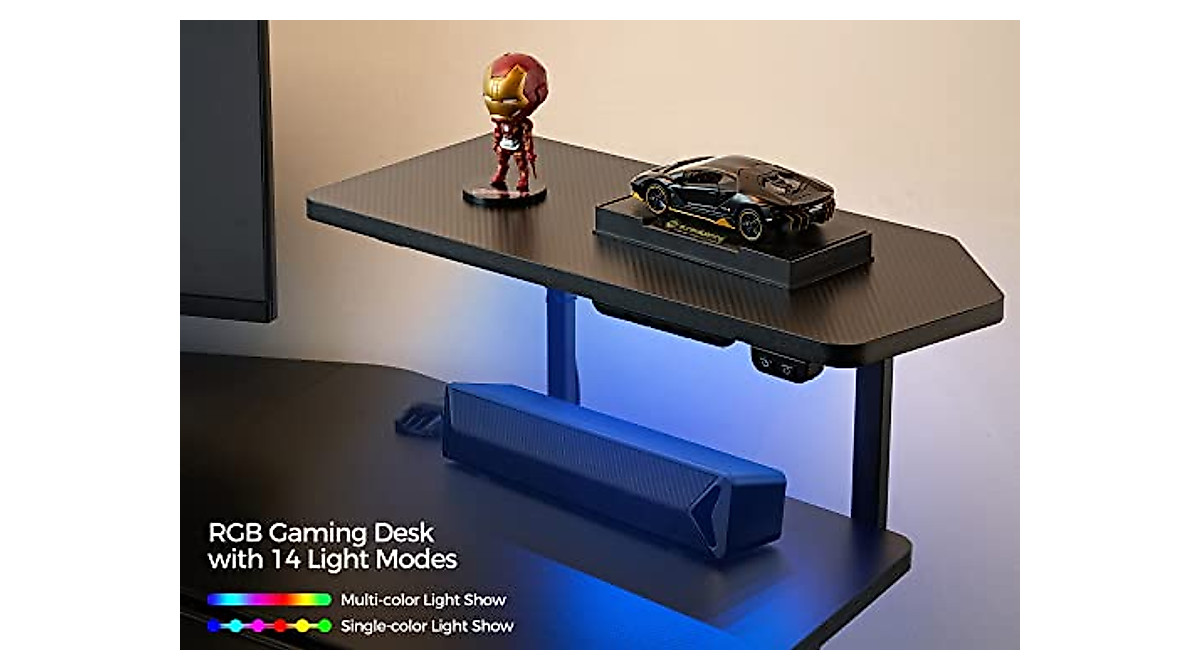 EUREKA ERGONOMIC Gaming Desk with LED Lights