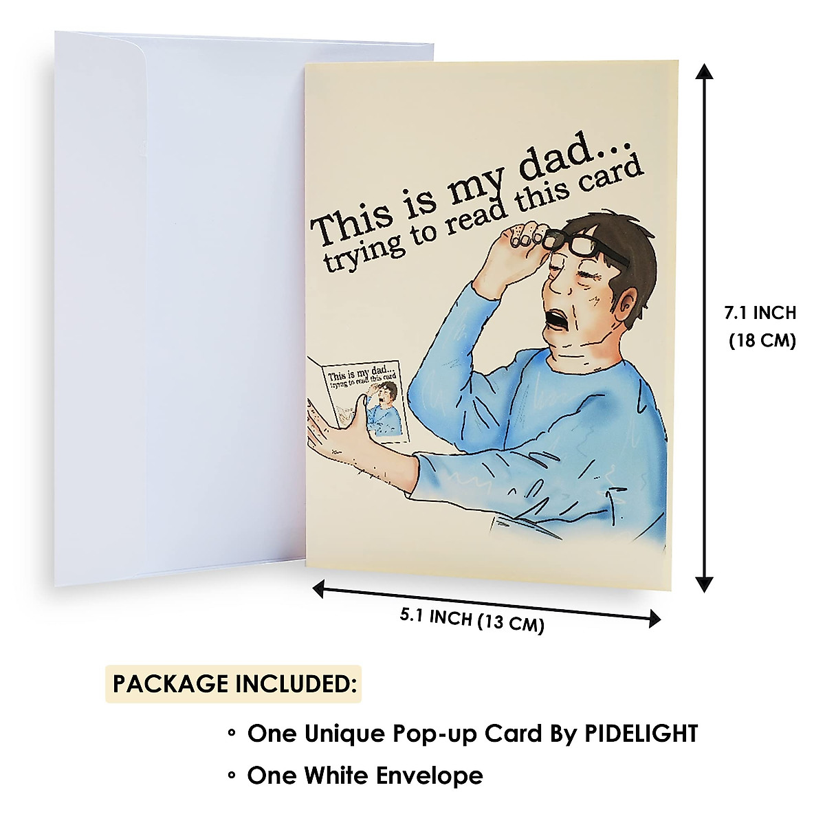 PIDELIGHT Funny Pop-Up Cards - This Is My Dad Trying To Read This Card Hilarious 3D Popup Birthday Card, Greeting Card Thanksgiving, Christmas Gift For Dad, Grandpa From Son Daughter Wife