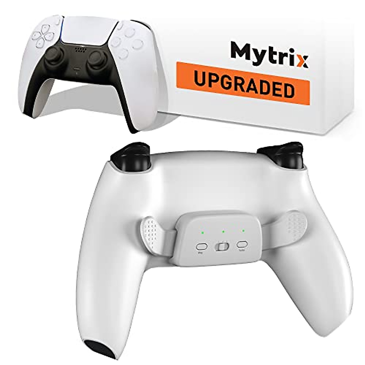 Mytrix Customized Controller with 2 Remappable Paddles for PlayStation 5 (PS5), Programmable Back Buttons with Fast Turbo Auto-Fire, 3 Setup Saving Slots Onboard Switch – White