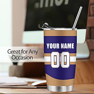 Custom Baltimore Tumbler 20oz Stainless Steel with Lid & Straw Personalized Football Fans Gifts for Women Men Coffee Travel Insulated Mug Cup Add Name Number