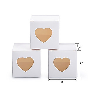 AWELL Mini Size White Gift Boxes 2x2x2 inch with Clear Plastic Window for Candy Treat Gift Wrap Box Party Favor 50pc by MOWO