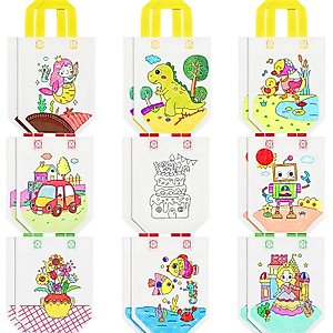 18 Pieces Coloring Goodie Bags Reusable Party Favor Bags Graffiti Goodie Bags Color Your Own Art Goodie Bags for Birthday Party Celebration Tea Party Wedding DIY Crafts