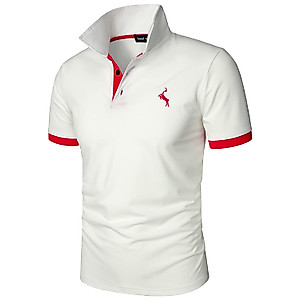 HOOD CREW Men’s Classic Polo Shirt Short Sleeve Shirts Lightweight Casual Tops Beige S