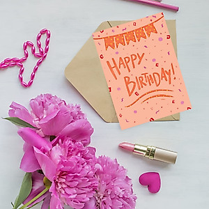 Hustle & Hope Happy Birthday Greeting Card - single - bright color -confetti - gifts for friends (Orange Confetti)