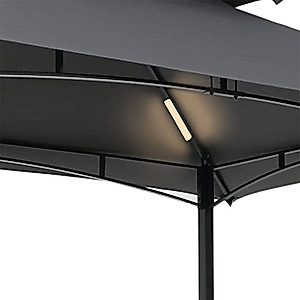 YTYZC 8x5Ft Outdoor Grill Gazebo Light Shelter Tent Double Tier Soft Top Canopy Steel Frame with Led Hook Counters
