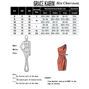 GRACE KARIN Satin Dresses for Women 2023 Elegant Wedding Guest Sleeveless One Shoulder Mini Dress Brown