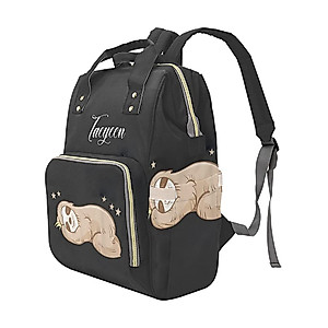 Anneunique Cartoon Sloth Diaper Bags Backpack with Name Personalized Baby Bag Nursing Nappy Bag Travel Tote Bag Gifts for Mom Girl,10.83 x 6.69 x 15 Inch