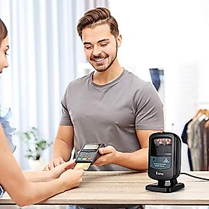 Eyoyo 2D Hands-Free Barcode Scanner, Omnidirectional USB Wired Desktop Barcode Reader 1D 2D PDF417 Data Matrix Bar Code Reader with Automatically Scanning for Retail Store Supermarket Mall Business