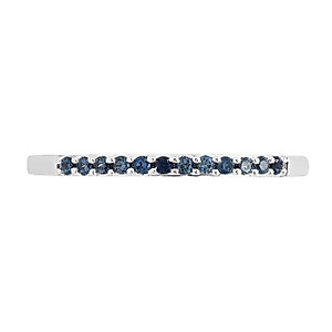 Dazzlingrock Collection Round Blue Sapphire Women Single Line Half Wedding Band | 14K White Gold, Size 5