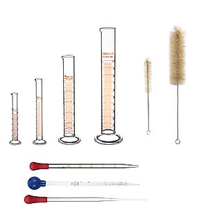 Thick Glass Graduated Measuring Cylinder Set 5ml 10ml 50ml 100ml with Two Brushes Three Pipettes