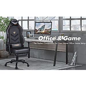 Big and Tall Gaming Chair with Footrest 350lbs-Racing Style Computer Gamer Chair, Ergonomic High Back PC Chair with Wide Seat, Reclining Back, 3D Armrest, Headrest and Lumbar Support for Adult-Black