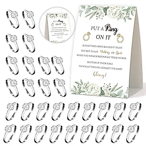 Put a Ring On It,Don't Say Bride or Wedding Game,Bridal Shower Games 50 Guests,Green Garden Bridal Shower Game,Engagement Party,Bachelorette Decorations for Party,Woodland Bridal Shower Favors-L27