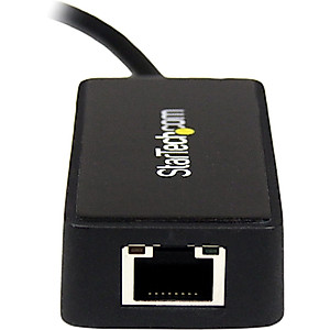 StarTech.com USB 3.0 Ethernet Adapter - USB 3.0 Network Adapter NIC with USB Port - USB to RJ45 - USB Passthrough (USB31000SPTB), Black, 0.7" x 1.4" x 5" x 5"