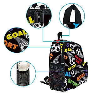 Football Soccer Black Backpack Toddler Girls Boys Preschool School Bag Travel Daypack for Primary Children Students Kids