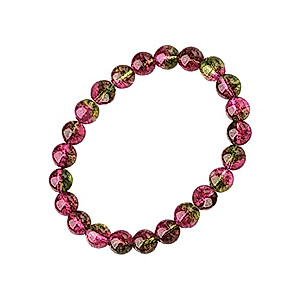 ZODIFEVI 8MM Genuine Watermelon Tourmaline Gemstone Beads Stretchy Bracelet 7.5'' (Watermelon Tourmaline, Medium)