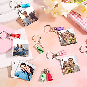 Modacraft Sublimation Keychain Blanks, 80Pcs Sublimation Keychain Making Kit with Square Heat Transfer Blanks, Tassels, Keychain Rings, Jump Rings for Keychain Project Thanksgiving Christmas Gift