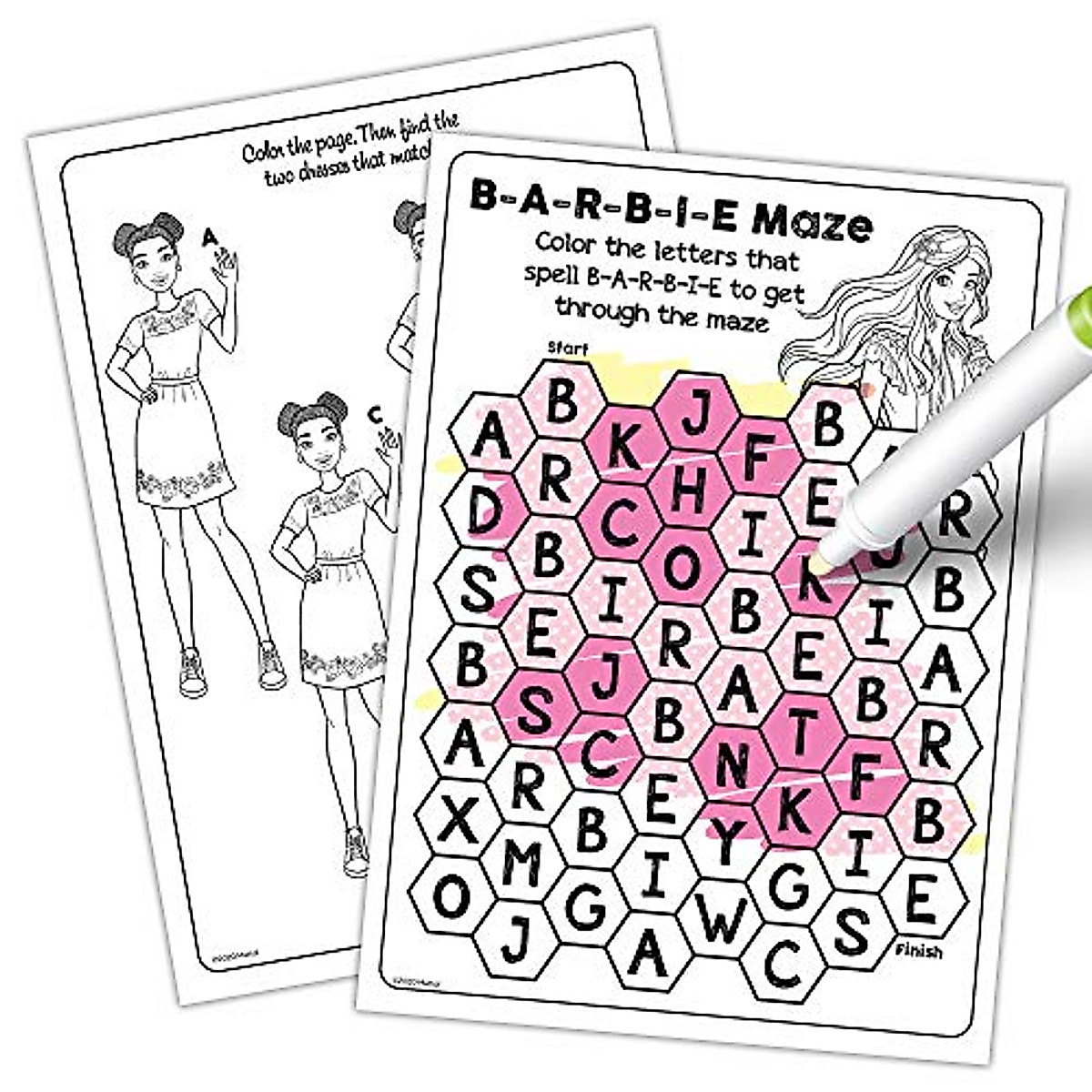 Bendon Barbie Mattel 16 Page Imagine Ink Coloring Book with 1 Mess Free Marker 49749