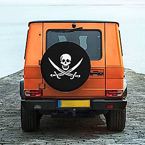 Pirate Skull Flags Funny Tire Cover Universal Fit Spare Tire Protector for Truck, SUV, Trailer, Camper, Rv