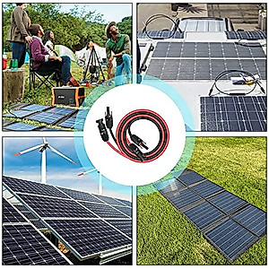GELRHONR 10AWG 6mm² Solar Panel Extension Cable,Solar Panel Female to Male Connectors Adaptor Kit for Solar Panels, Photovoltaic Systems(Red+Black) (10AWG 1M/3.2FT M to F)