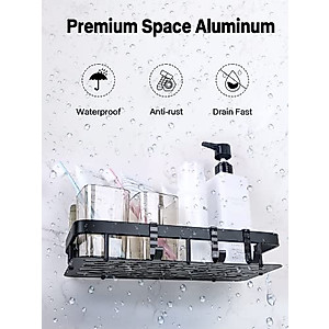 Shower Caddy Shelf Basket with 4 Hooks,Adhesive Shower Shelf for Inside Shower,2 Pack Bathroom Shower Organizer for Tile Walls,No Drilling Rustproof Shower Rack for Bathroom Toilet Kitchen