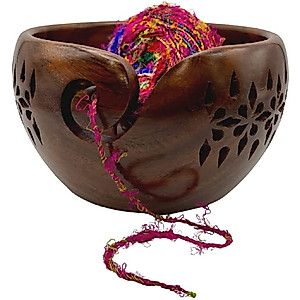 Revolution Fibers Premium"Victoria" Yarn Bowl for Knitting, Crochet, Sewing & Crafts | Portable and Beautifully Handcrafted Rosewood Yarn Bowl for Your Projects