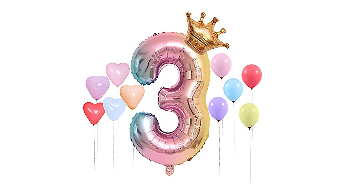 Rainbow Gradient 3 Balloon Set for 3rd Birthday & Anniversaries
