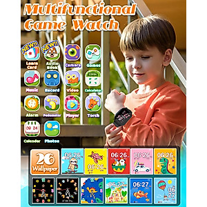 Semloo Smart Watch for Kids Boys Age 6-12 with 26 Games 1.69" High-Resolution Touchscreen Storybook Learning Card Camera Metal Case Music Player Alarm Kids Watches Learning Toys Birthday Gifts