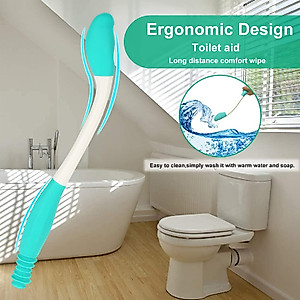 Toilet Aids Tools For Wiping, Long Reach Comfort Wipe, Long Handle Reach Comfort Bottom Wiper Holder Butt Wipes Tissue Grip Self Wipe Aid Helper For Limited Mobility Disabled Arthritis Shoulder