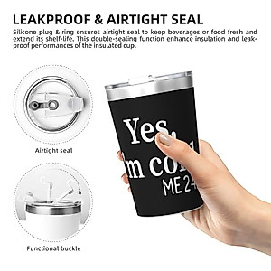 Yes I'M Cold Insulated Stainless Steel Tumbler 12 Oz Thermos Come With Straw Leak-Proof Travel Mug Cup