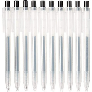 MUJI Smooth Gel Ink Ballpoint Pen Knock Type 10-Pieces Set, 0.5 mm Nib Size, Black