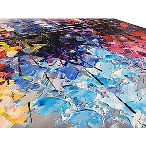 Hand Painted Lake Landscape Canvas Wall Art with Colorful Tree Thick Texture Oil Painting Abstract Artwork (48 x 24 inch)