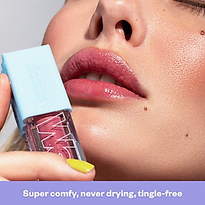 Kosas Wet Lip Oil Gloss - Hydrating Lip Plumping Treatment with Hyaluronic Acid & Peptides, Non-Sticky Finish (Malibu)