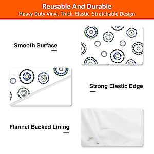 KENOBEE 6ft Picnic Table and Bench Fitted Cover, 72" Flannel Backing Elastic Edge Waterproof Wipeable Plastic Cover Fitted Vinyl Tablecloth for Home Goods Indoor Outdoor Patio, Blue Flywheel