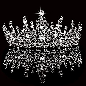 TOBATOBA Silver Wedding Crystal Tiaras and Crowns for Women, Bride Royal Queen Headband Princess Quinceanera Headpieces for Birthday Prom Pageant Party