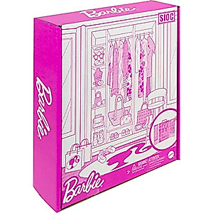 Barbie Closet Playset with 3 Outfits, Styling Accessories and Hangers, Mix-And-Match Barbie Clothes for 50+ Looks (Amazon Exclusive)