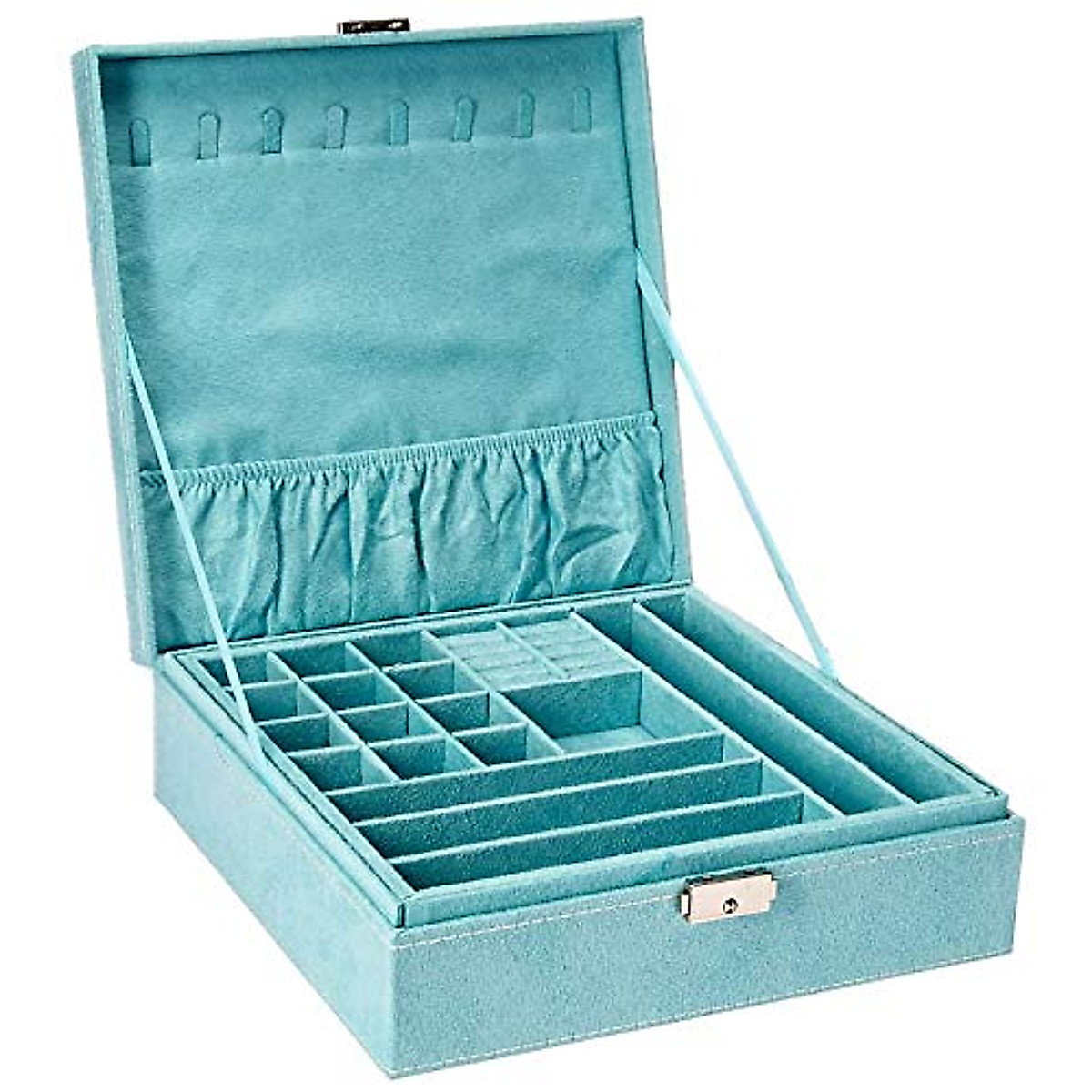 KLOUD City Two-Layer Jewelry Box Organizer Display Storage case with Lock (Blue)
